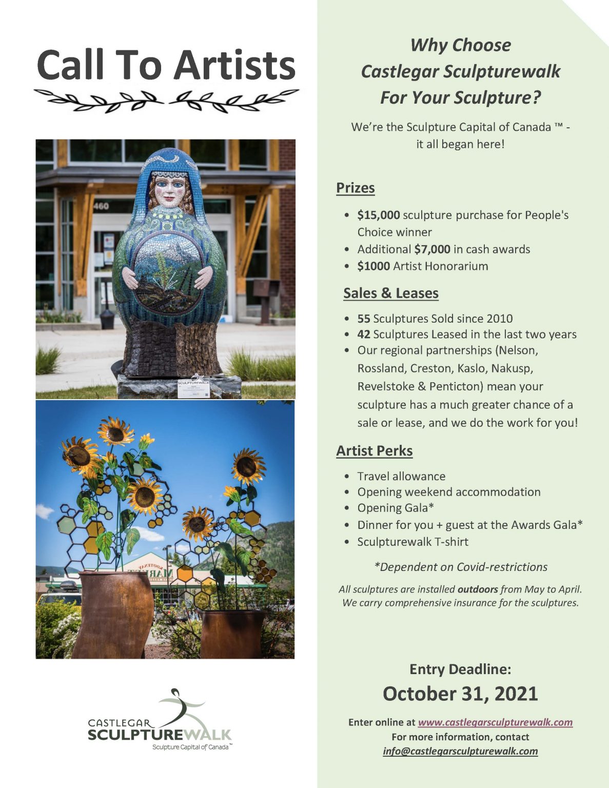 Castlegar Sculpturewalk (Castlegar, BC) - Call For Artists